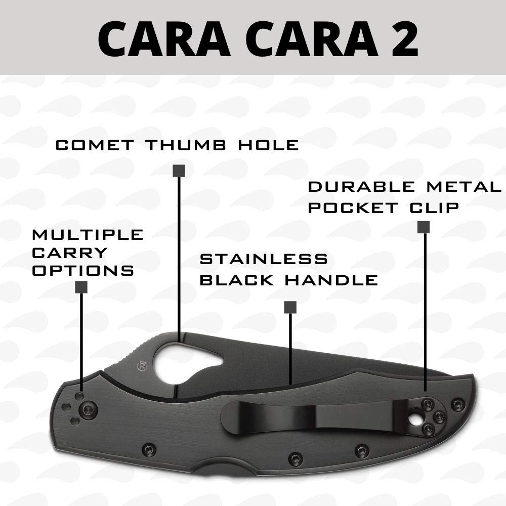 Spyderco Byrd Cara Cara 2 Knife with 3.75" Black Steel Blade and Durable Black Stainless Steel Handle - CombinationEdge - BY03BKPS2