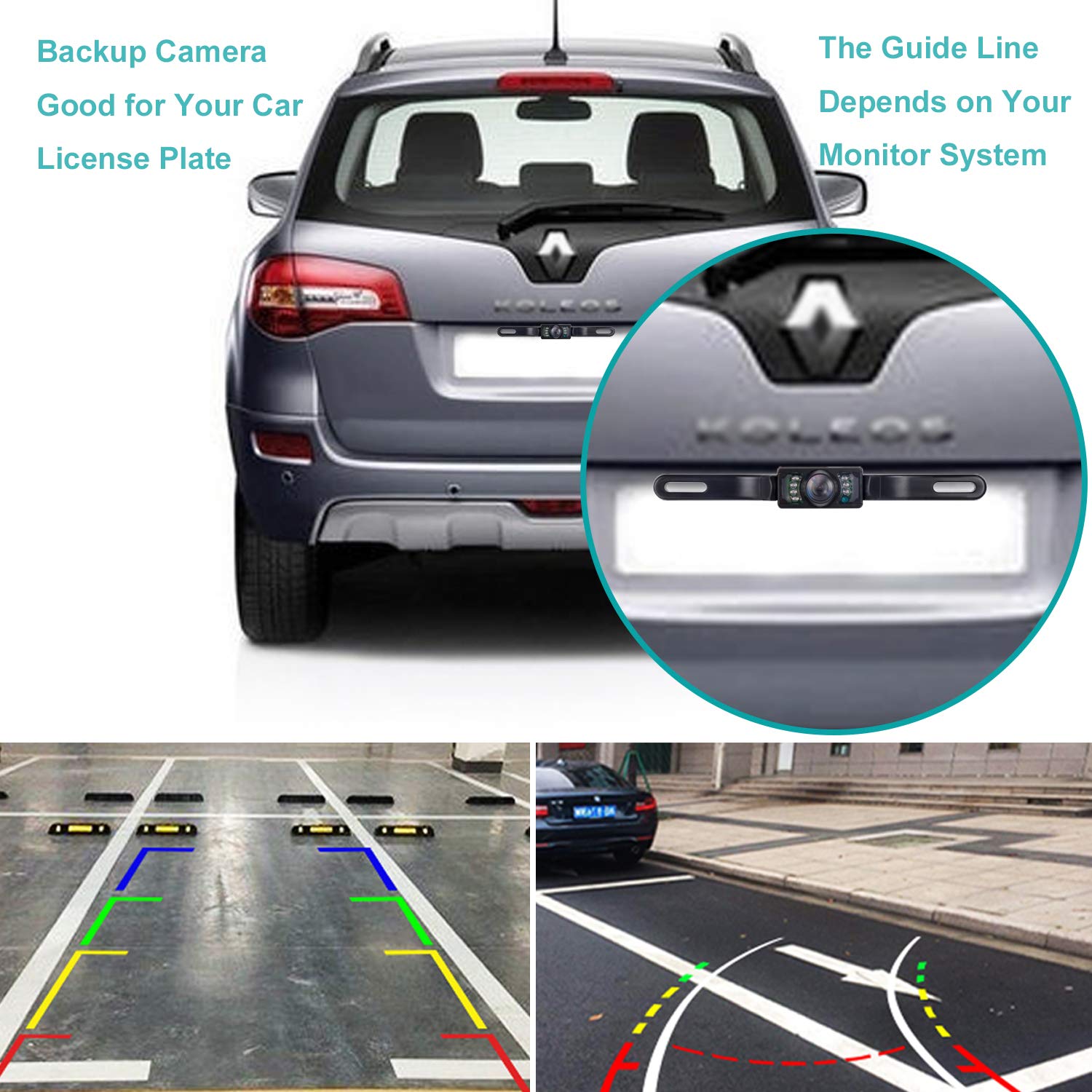 Vehicle License Plate Backup Camera - Car Rear View Camera,REOTECH Automotive Backing Camera 120° View Angle Waterproof 7 LED Night Vision Reversing Camera for Trucks/SUV/RV/Pickup/Vans