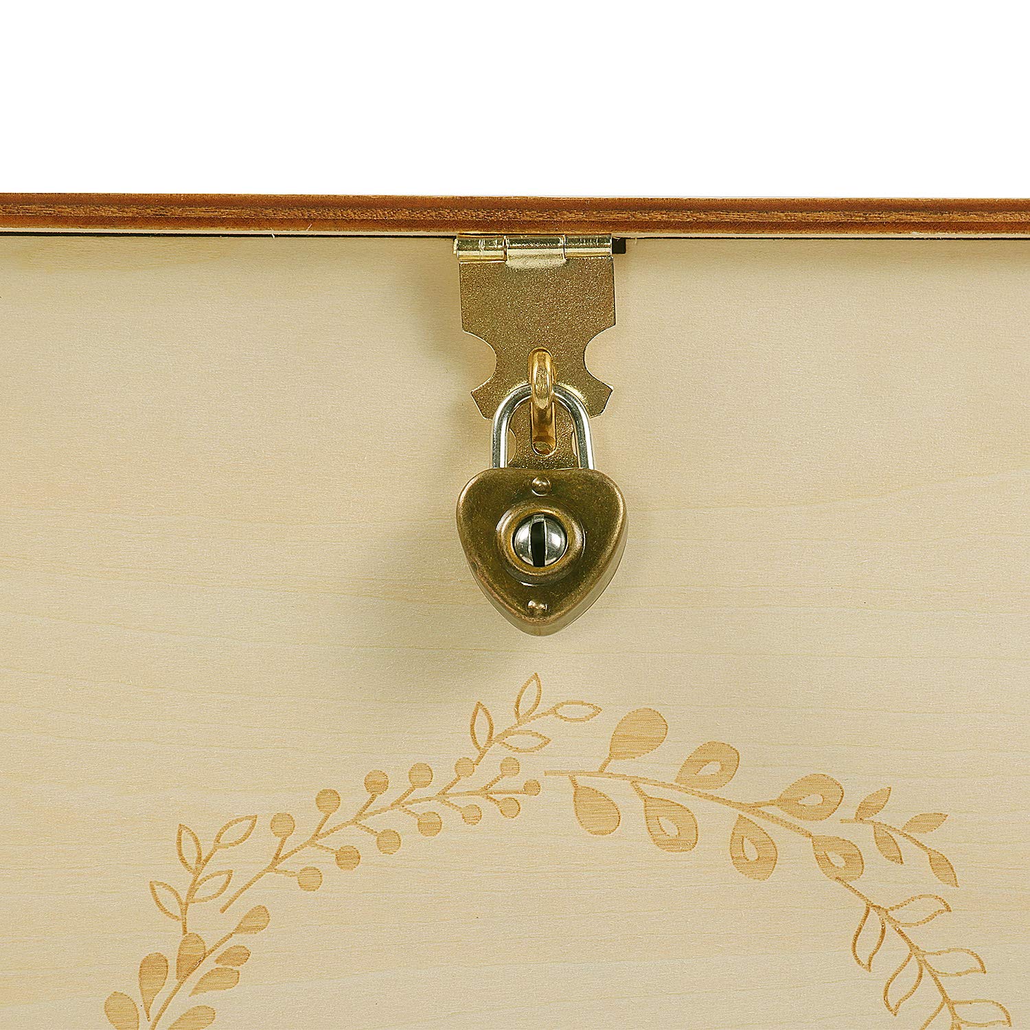 Wooden Wedding Card Box with Security Heart Lock,Rustic Wedding Envelope Box, Decorative Gift Card Box , Perfect for Weddings, Baby Showers, Birthdays, Graduations, 10.2" x 10.2" x 10.2" (Original)