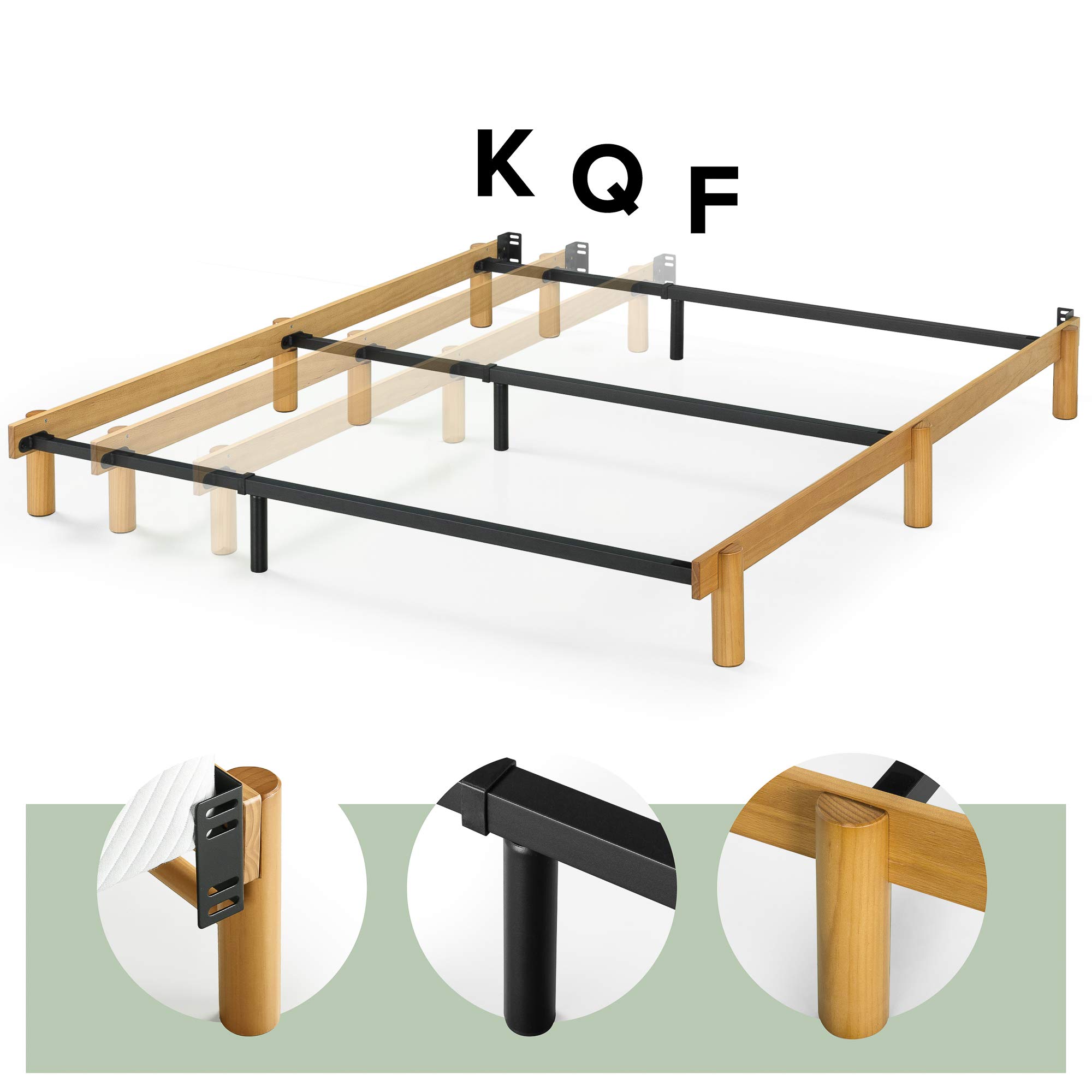 ZINUS Austin Compack Metal and Wood Adjustable Bed Frame / Universal Sizing / For Box Spring and Mattress Set, Full/Queen/King