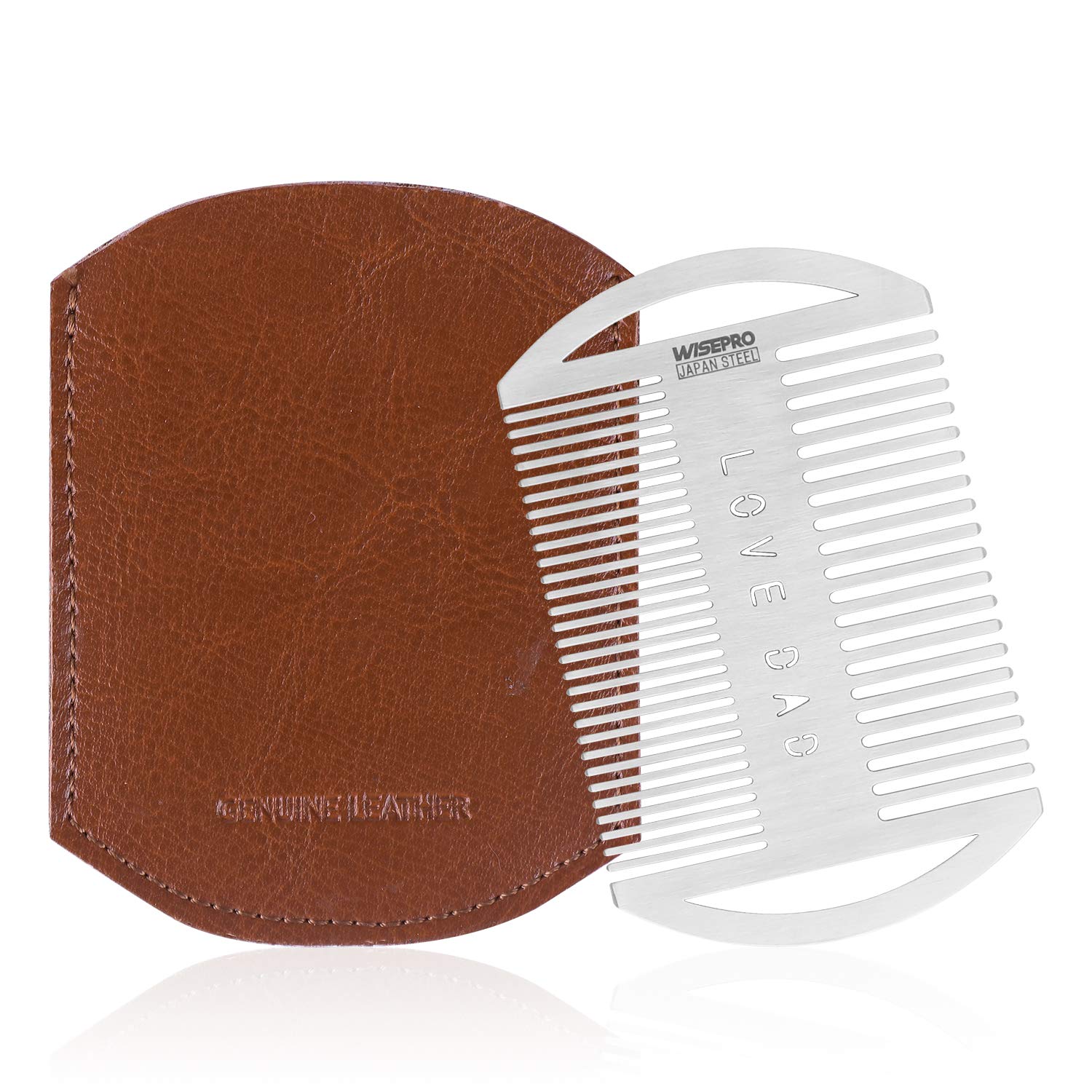 WISEPRO Beard Mustache Comb Fine Toothed Beard Comb Keychain Comb,Suitable For Beard Care Facial Hair Grooming(White Curved Lettering)