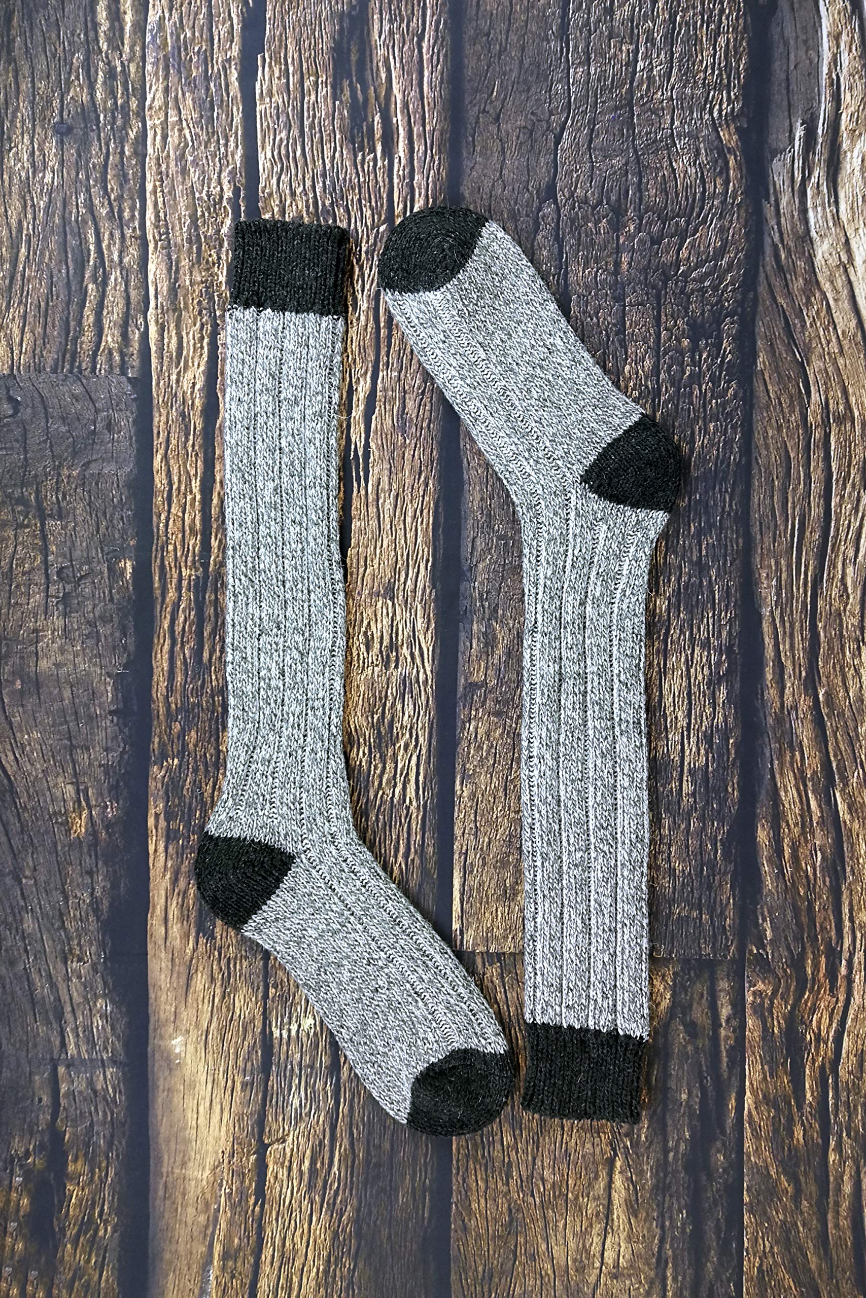 Workforce - 3 Pairs Mens Extra Long Knee High Thick Warm Wool Rich Knitted Boot Socks (WFH0035GRY)