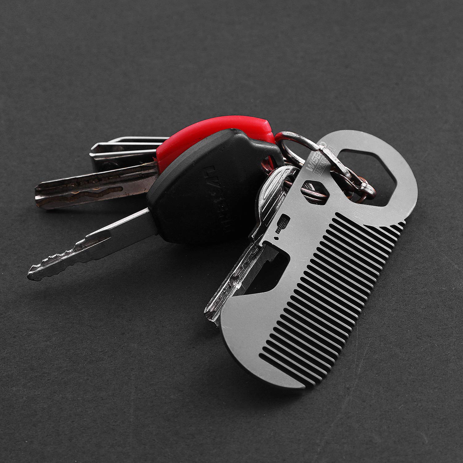 WISEPRO Beard Mustache Comb Fine Toothed Beard Comb Keychain Comb,Suitable For Beard Care Facial Hair Grooming(Black Circle Corkscrew)