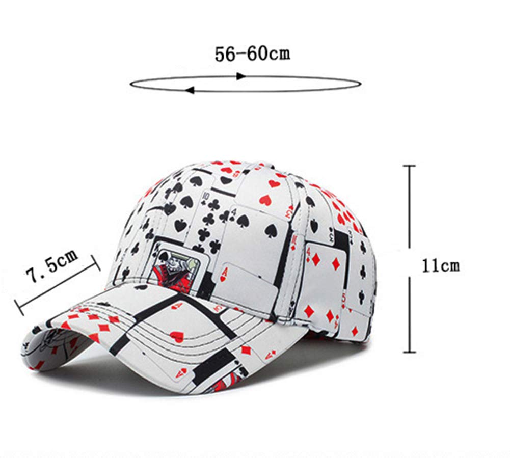 WISHLOL Poker Game Playing Card Adjustable Cotton Baseball Hat Cap Visor Unisex Hip Hop Hat, 1, Medium