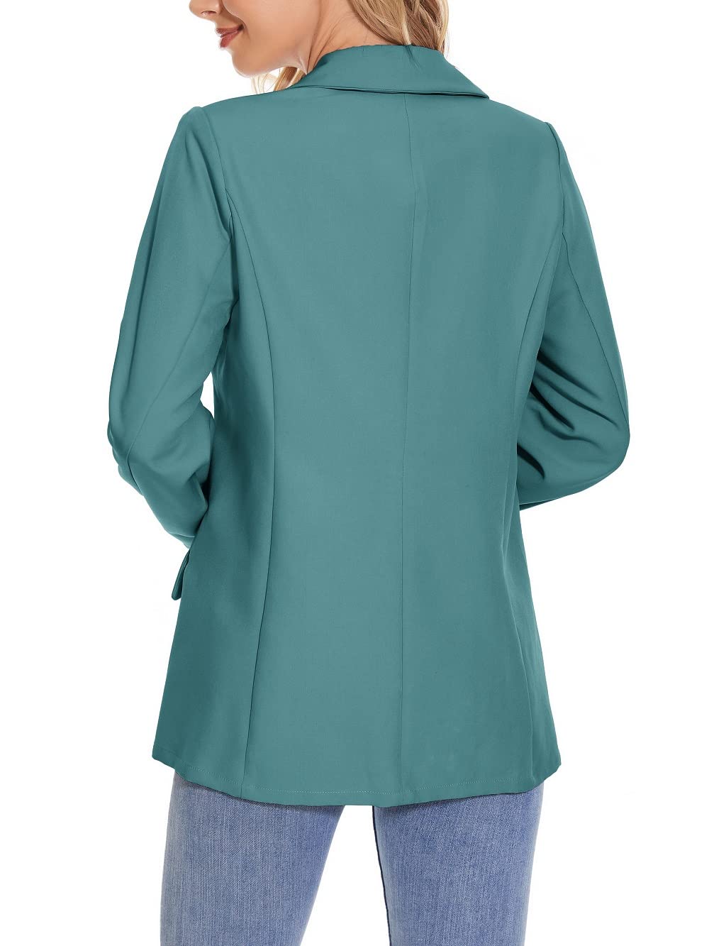 Womens Casual Blazers Open Front Long Sleeve Work Office Jackets Blazer,Casual Work Solid Color Blazer (Dark Green, M)
