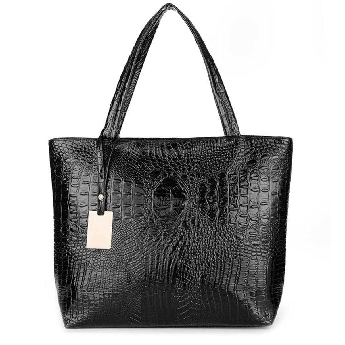 Womens Crocodile Large Tote Handbag Purse Shoulder Bag Travel Satchel Handbag (Pink)