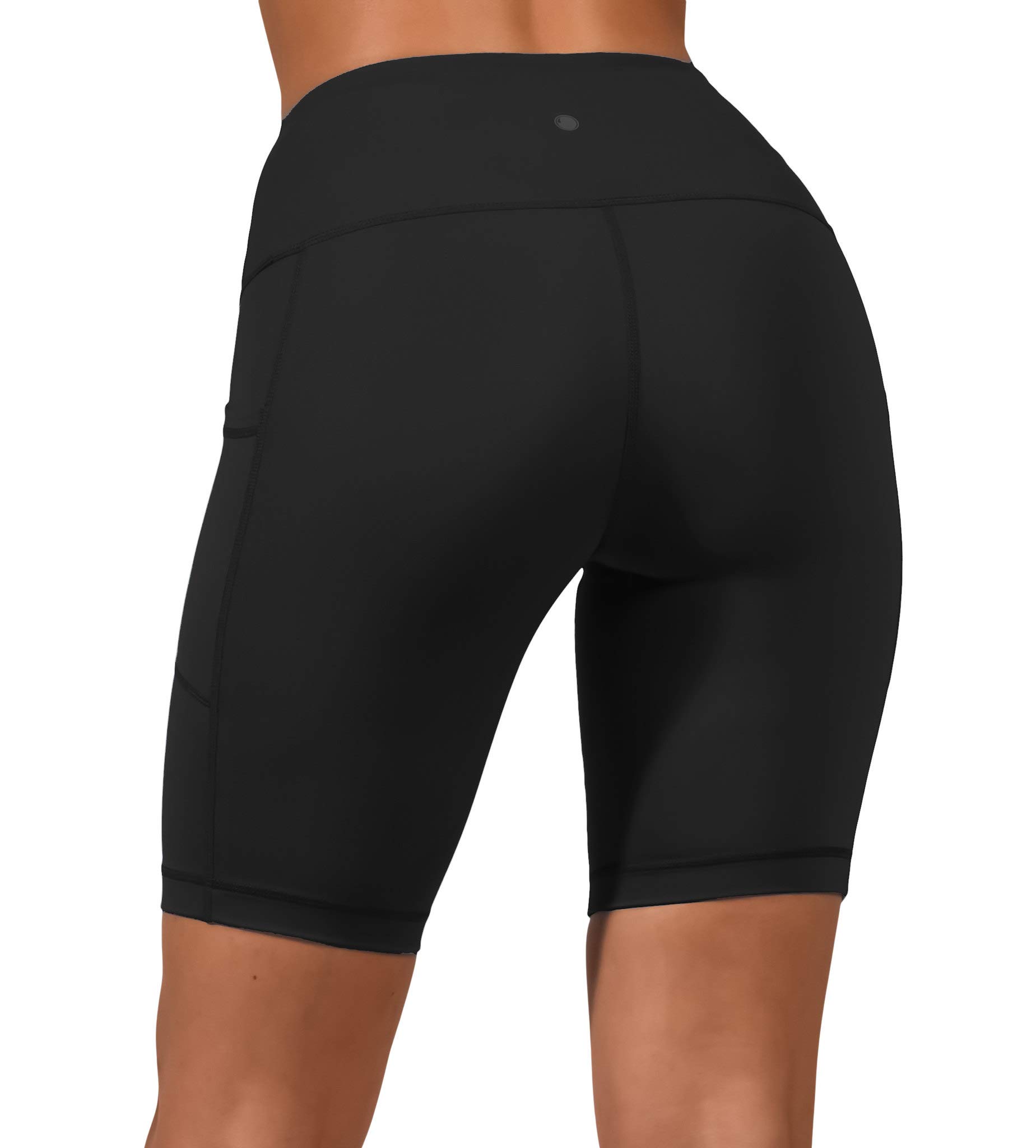 Yogalicious High Waist Squat Proof 9" Biker Shorts with Side Pockets for Women - Black 9" - Medium