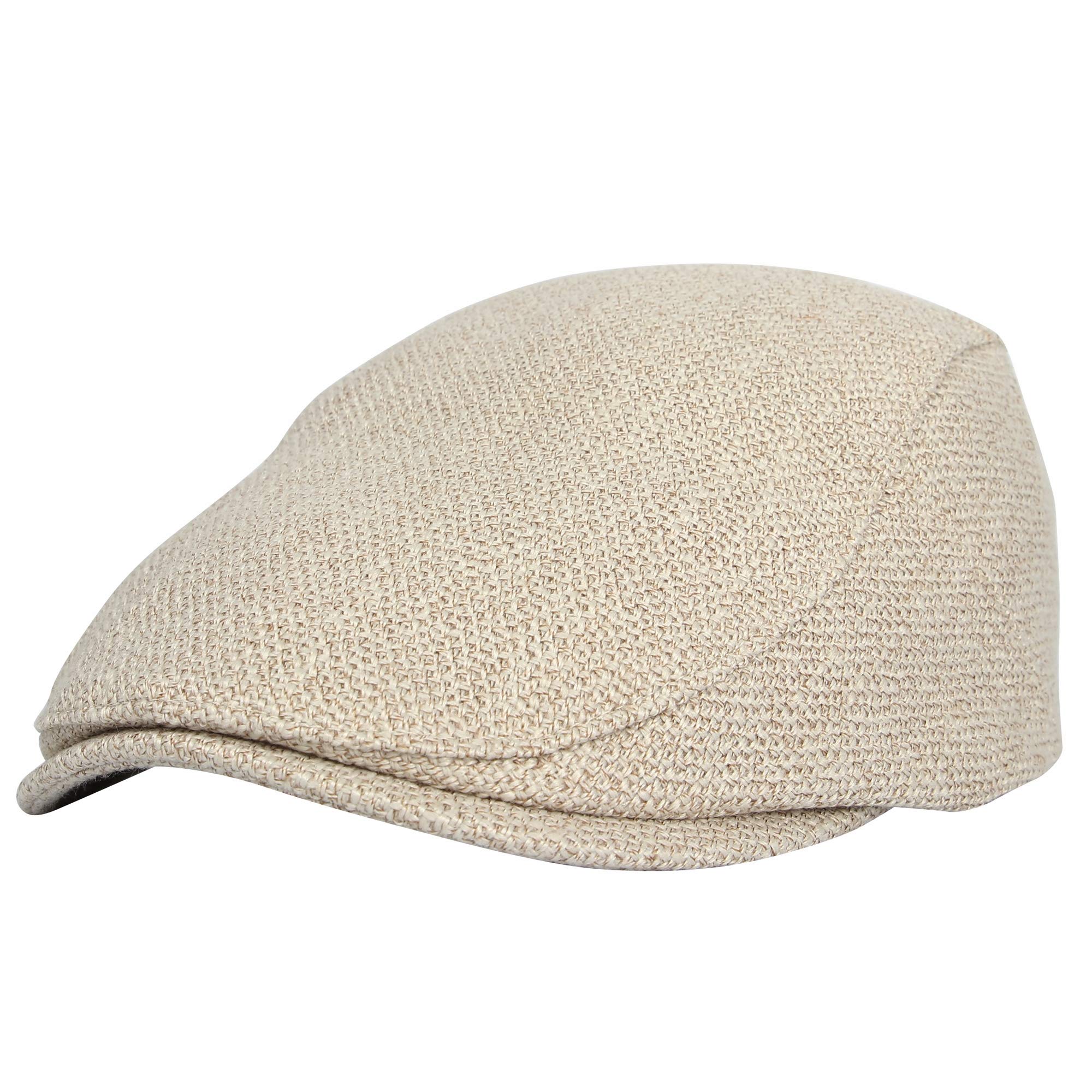 WITHMOONS Summer Cotton Flat Ivy Newsboy Hat Driving Cap for Men MZ30038 (Beige)