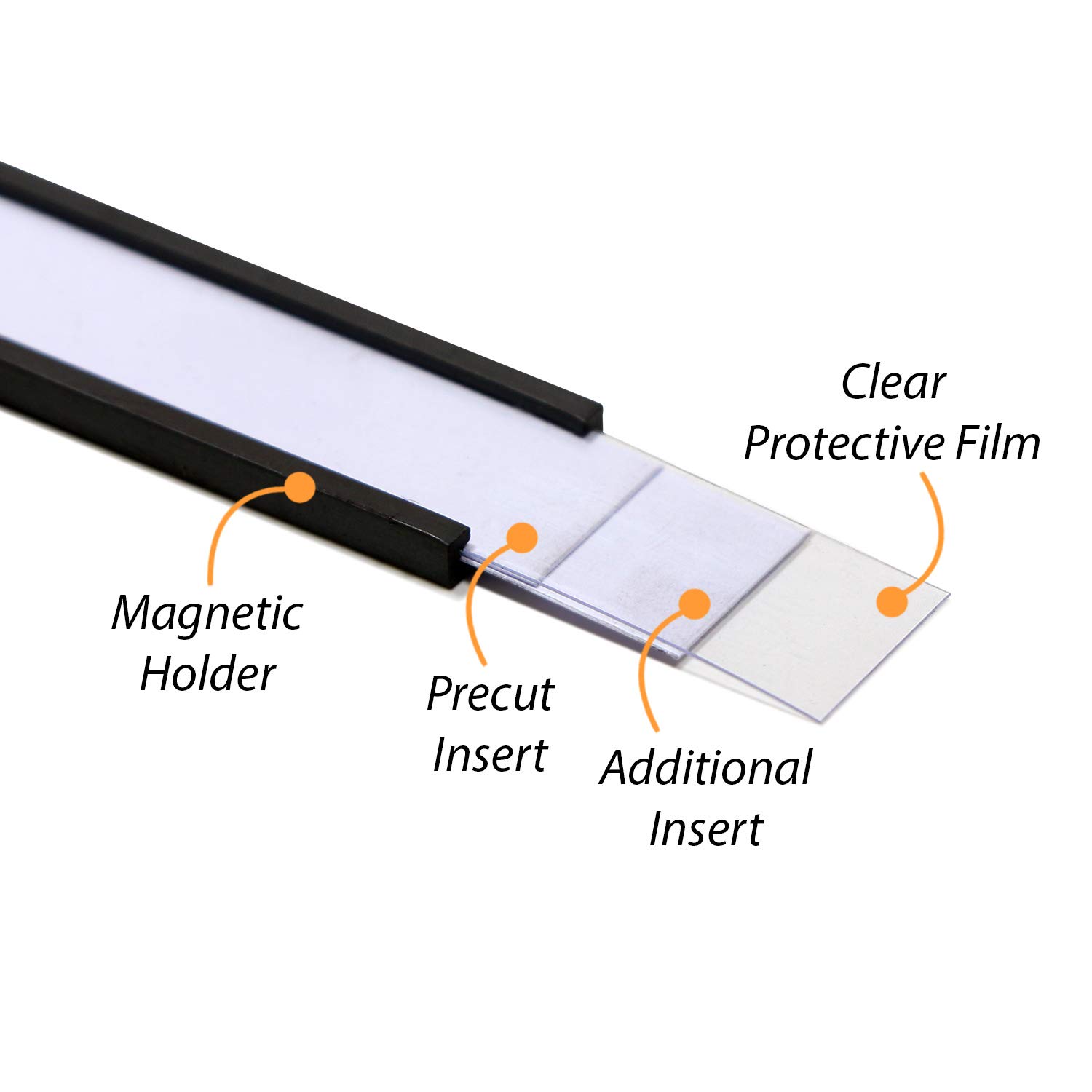 SmartSign Magnetic 'C' Channel Label Holders for Metal Racks and Shelves | 0.5" x 4" Pack of 25