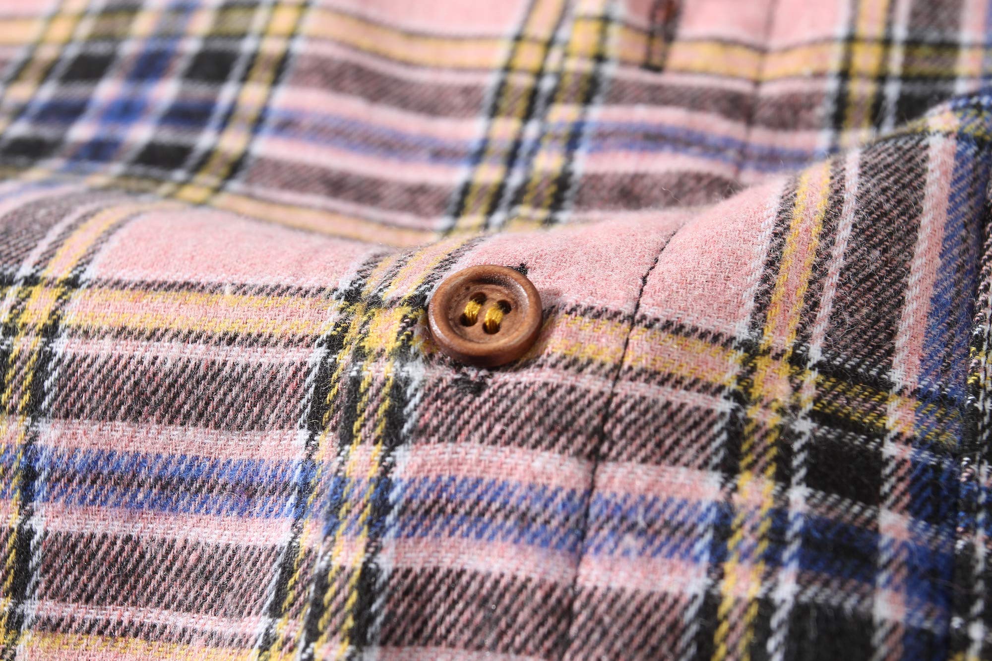 SSLR Flannel Shirt for Men, Long Sleeve Button Down Shirt Plaid Casual (XX-Large, Pink)