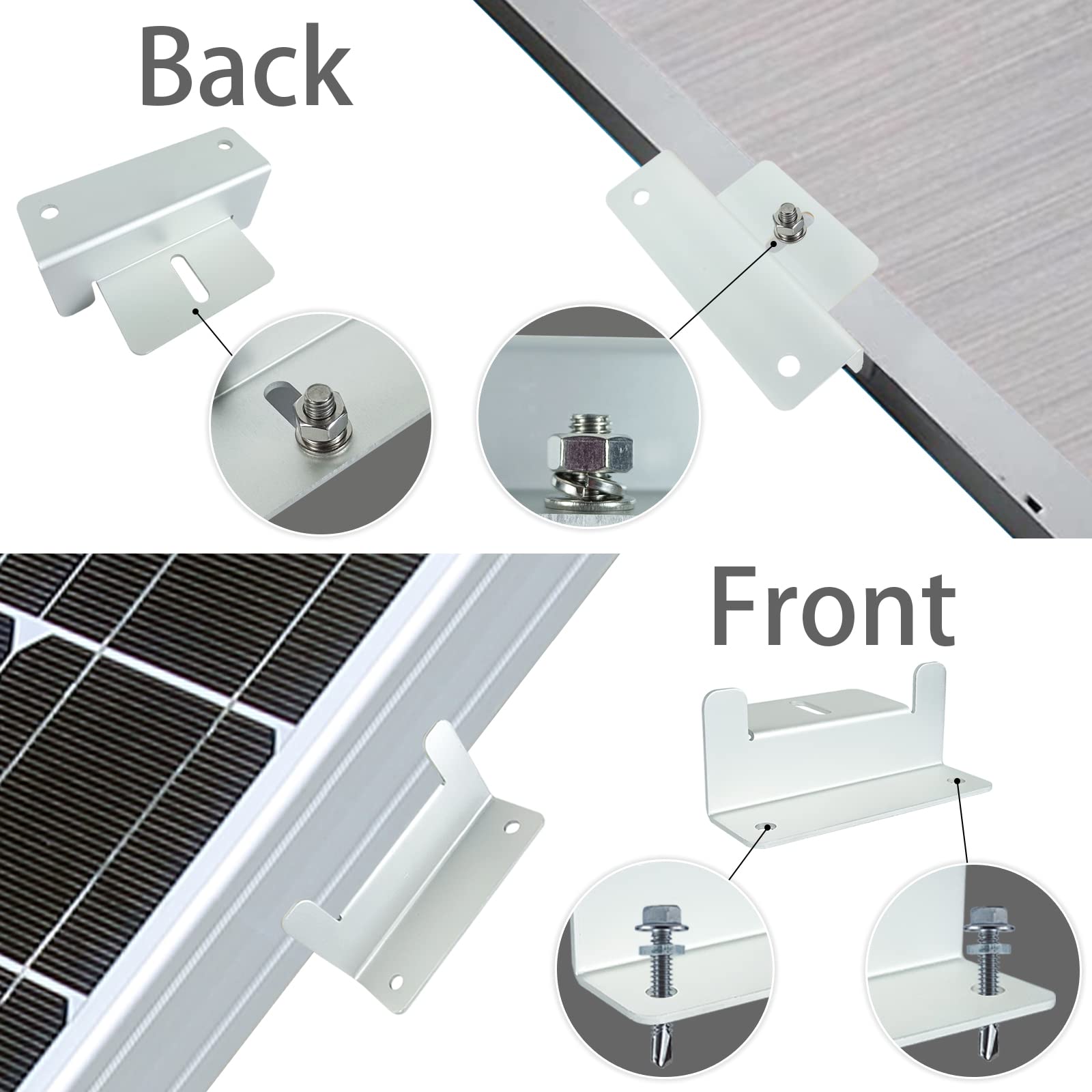 WHS-Solarlive Z Brackets Solar Panel Mounting, Lightweight Aluminum Corrosion Free Construction for RVs, Trailers, Boats and Other Off Gird Roof Installation,4 Units per Set Black