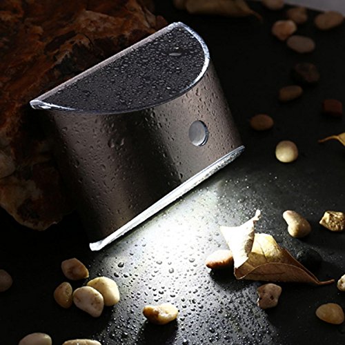 WOAIX Solar Powered 4 LED PIR Motion Sensor Stainless Steel Wall Light for Outdoor Garden Home