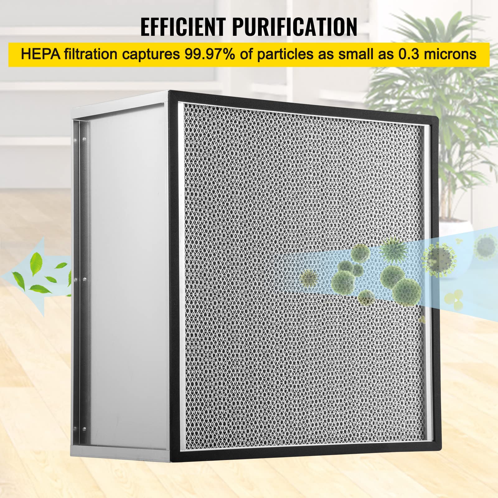 VEVOR Filter Replacement, 24'' x 24'' x 11.5'' AC Filter, HEPA Pleated Air Filter, Air Filter Replacement with Galvanized Frame, 99.97% Standard Filter Compatible for HEPA Filter Novair 2000