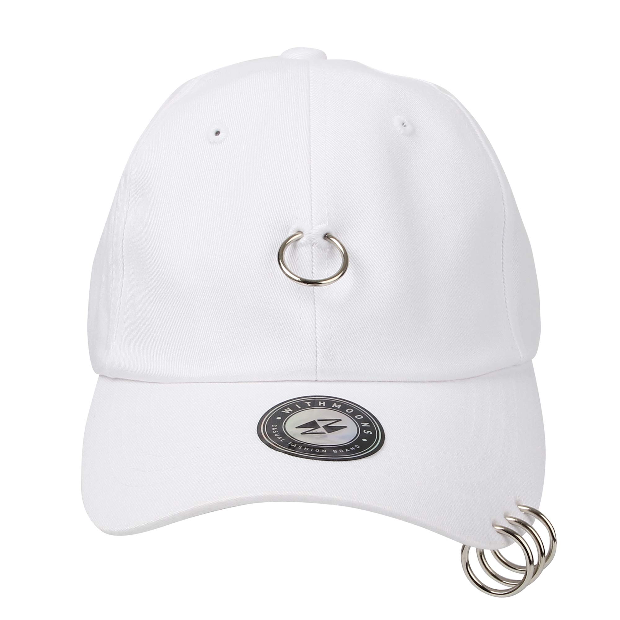WITHMOONS Baseball Cap Iron Ring Pierced K-Pop Hip Hop Hat TR11145 (Black)