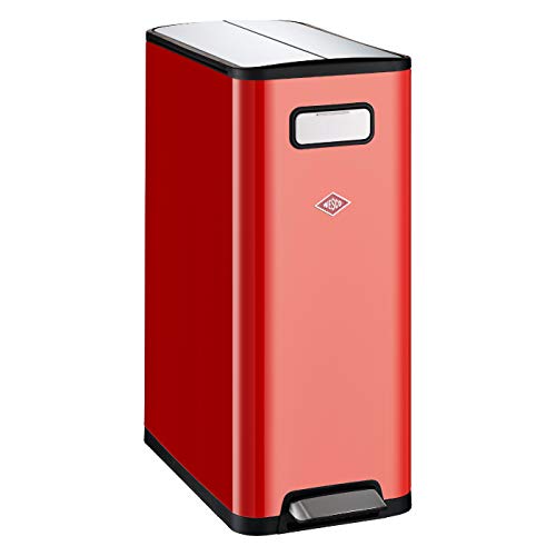 WESCO Big Double Master Waste Bin, 2 x 20 litres, red, 66 x 27.5 x 53 cm