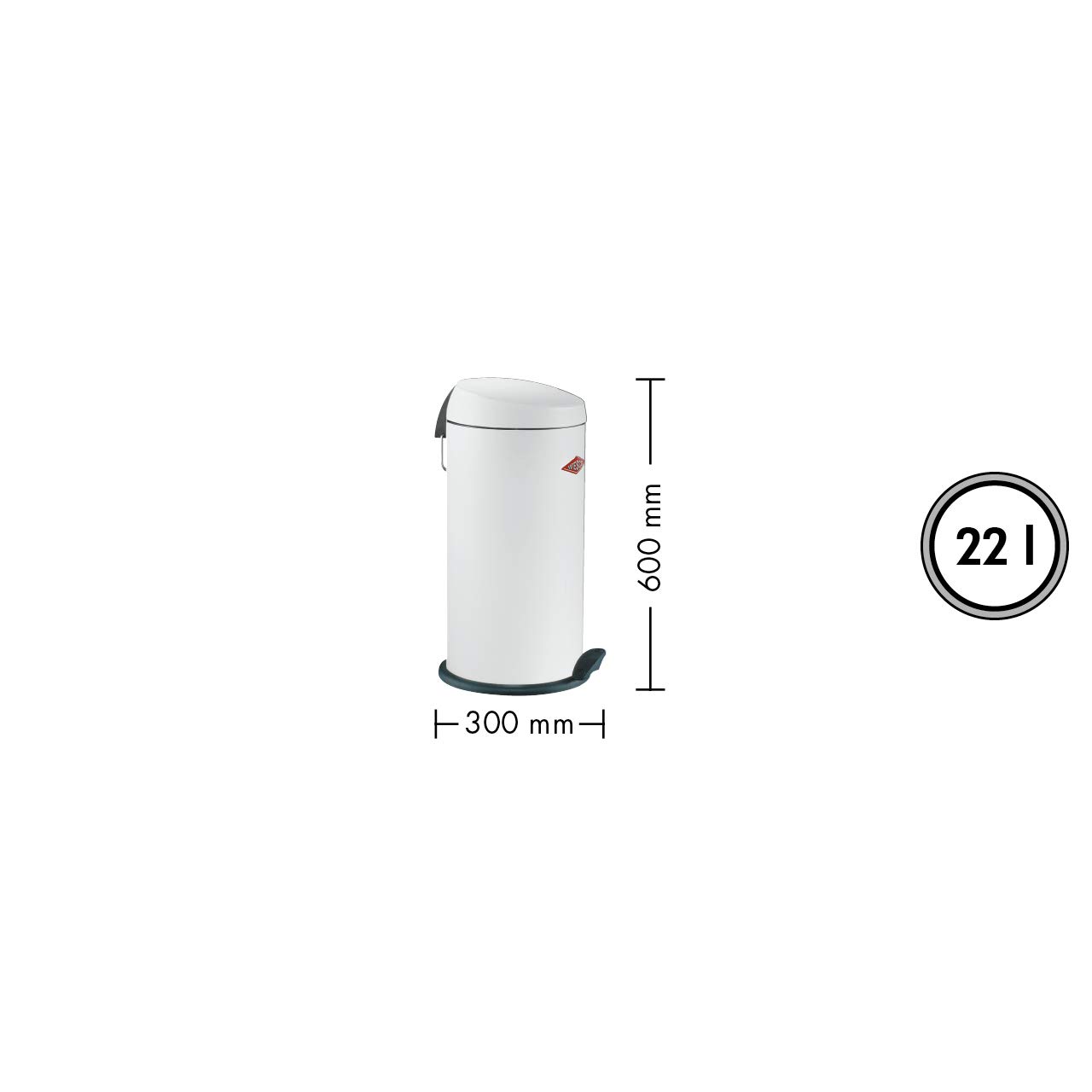 Wesco Capboy Maxi Bin, 6.6 gal (22 L) Pedal Trash Can, 22L, Stainless Steel Mirror