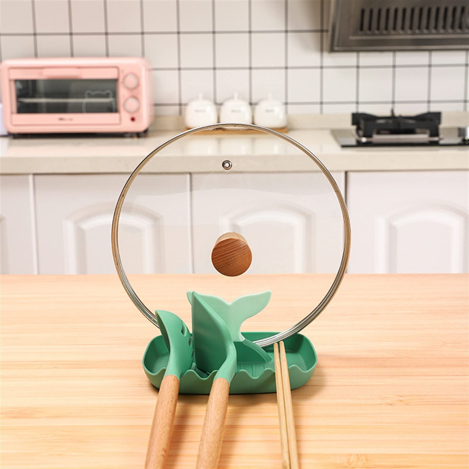 SPICLY Pot Lid Holder Spoon Rest and Pot Lid Holder Removable Pan Pot Cover Lid Rack Shelf Stand Holder Utensil Rest Organizer Storage Kitchen Tool