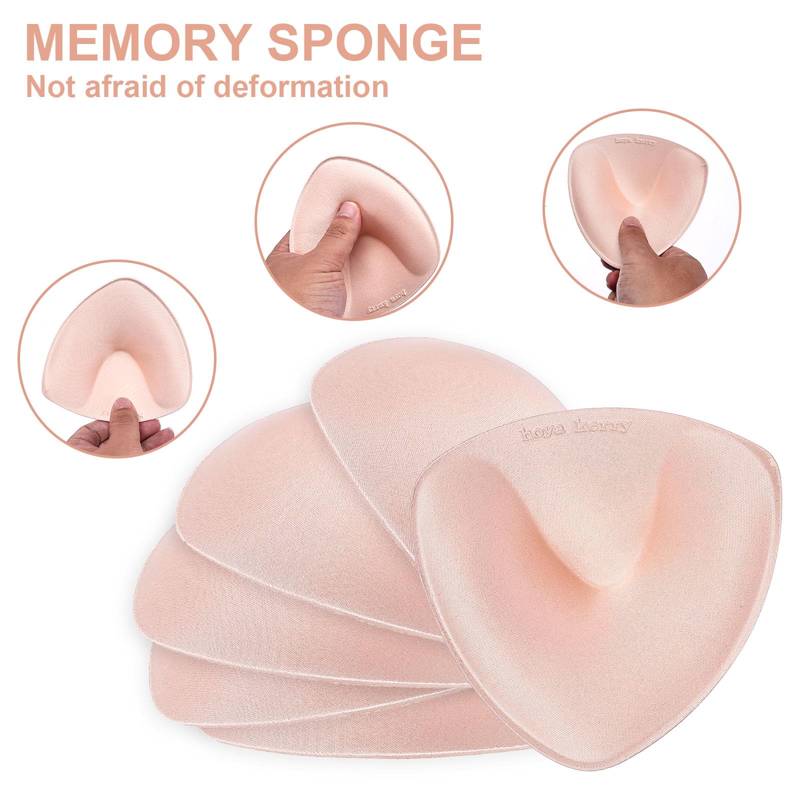WLLHYF Bra Pad Inserts 2 Pairs Breathable Sewn Triangle Padded Skin Color Removable Breast Padding Soft Breast Padding for Women Girls Bra Any Cup Cover