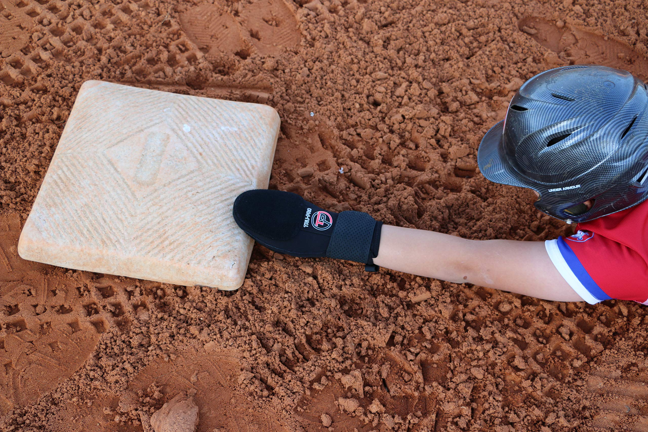 Tru Pro Sliding Mitt - Custom Design for Right and Left Hand - for Baseball and Softball - Sliding Mitt - Protection for Hand (Adult, Black)