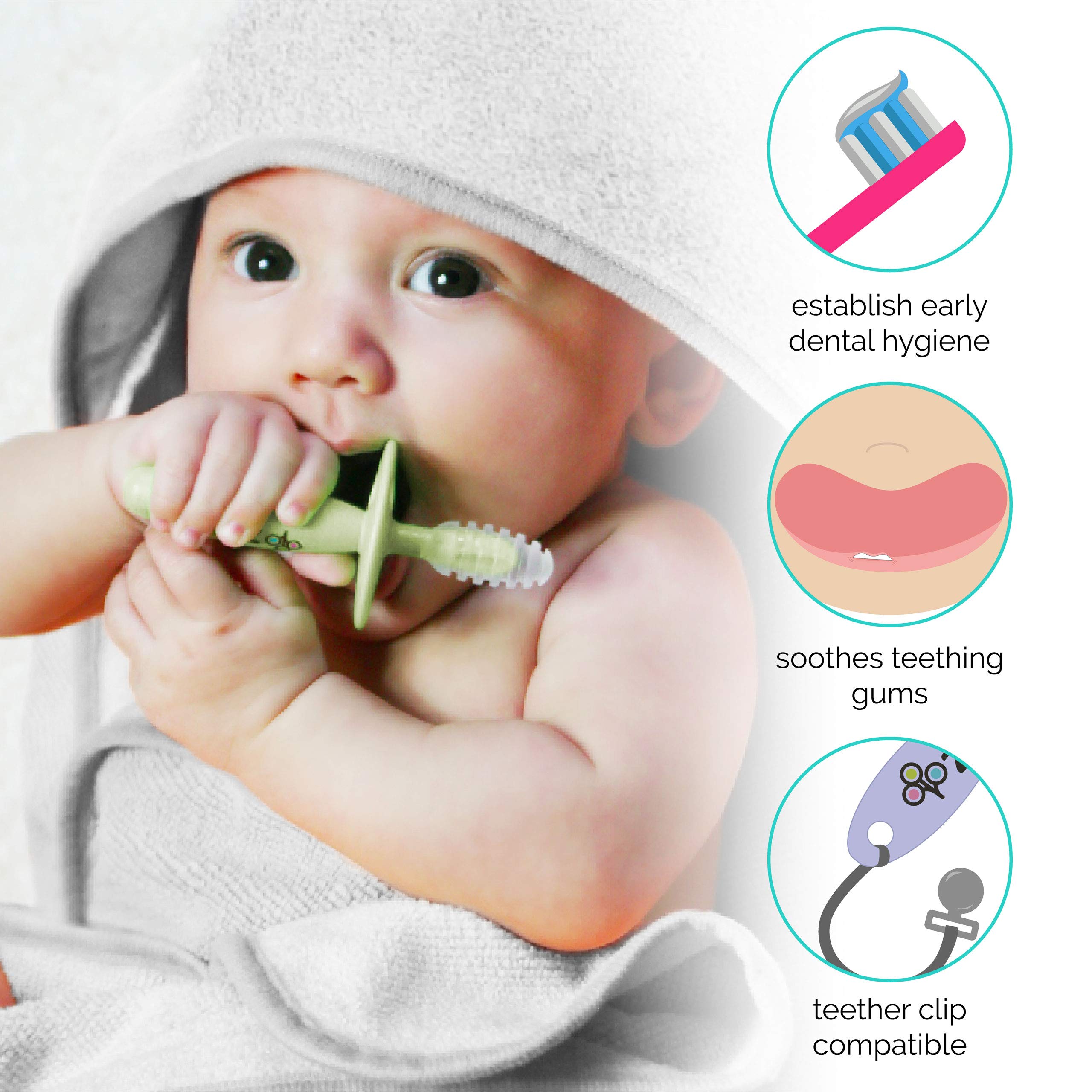 ZoLi Chubby Gummy teether | 2 Pack Baby Teething Relief - Blue/Grey, BPA Free Teething Stick