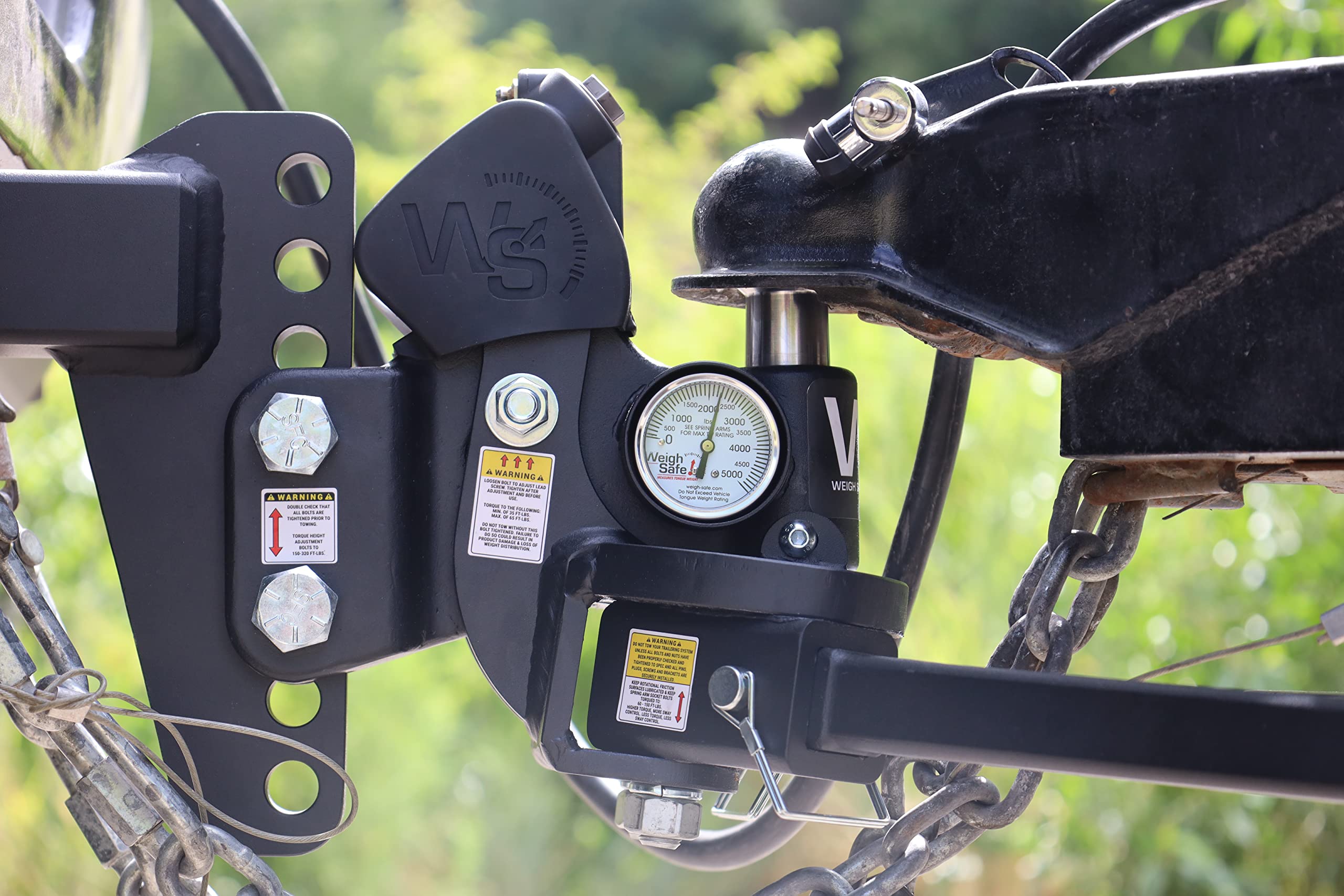 Weigh Safe TrueTow Weight Distribution WSWD8-2 with 4 Point Sway Control & Weight Gauge, 8" Drop 2" Shank 15,000 LBS Max GTW 1,500 LBS Max Tongue Weight - Includes 2-5/16" Tow Ball & 1 Pc Lock Set