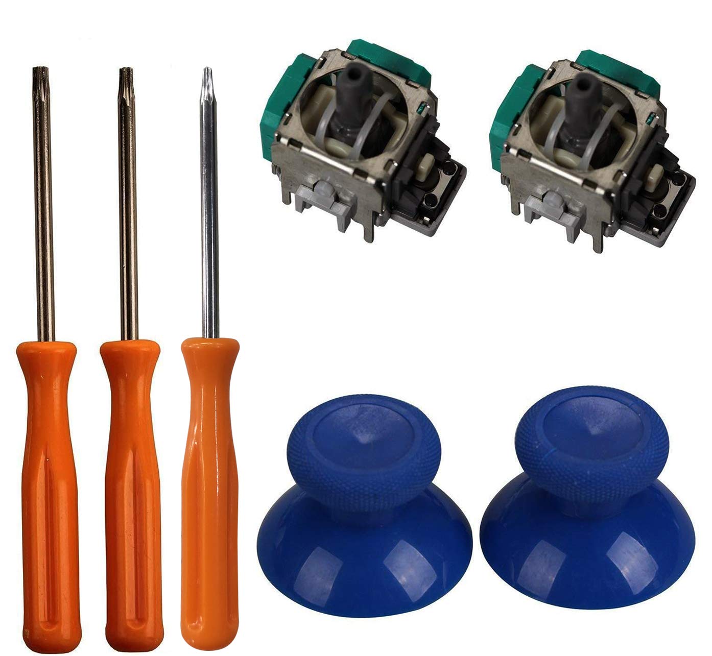 Timorn 2pcs Replacement Thumbsticks Joysticks Swap and 2pcs Wireless Controller Rocker with T8 T10 Torx Screwdriver Repair Kits Parts for Xbox One Controller
