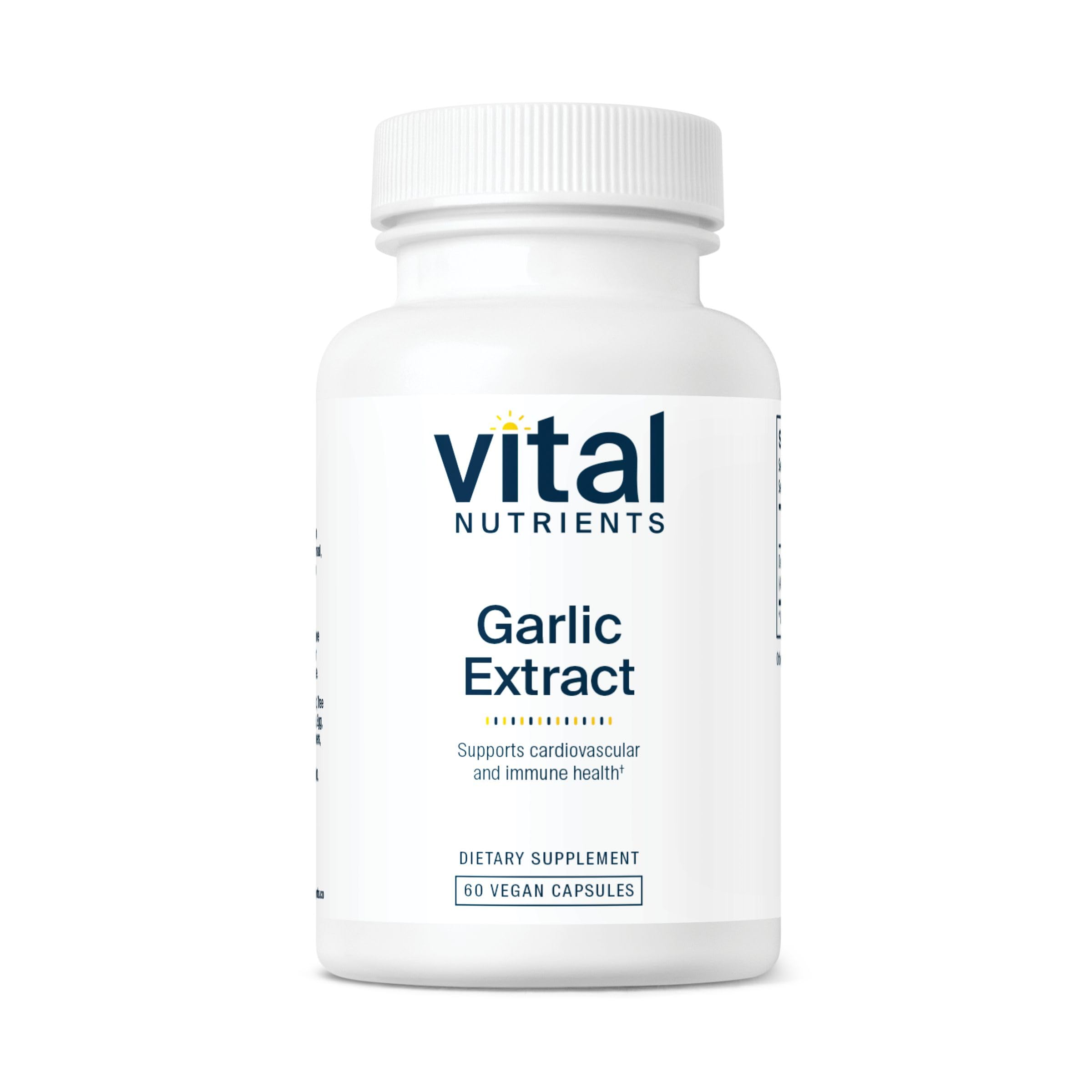 Vital Nutrients - Garlic Extract - Cardiovascular and Immune Support - 60 Vegetarian Capsules per Bottle - 1.00% standardized alliin Extract