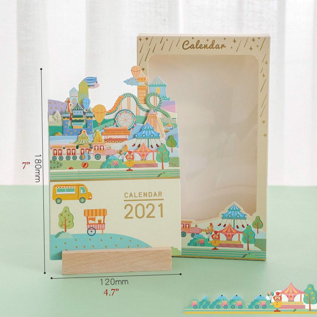 WUHE Desk Calendars 2021 Desk Calendar Cartoon Desk Calendar Cute Plan Card Perpetual Calendar Student Countdown Clock-in Notepad Customization Calendars (Color : A Desk Calendar)