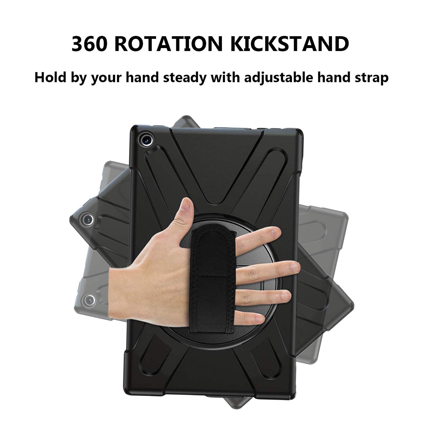 TSQ Fire HD 10 Tablet Case Kids 2019/2018/2017 (NOT fit 11th 2021) |Amazon Fire Tablet 10 Case 9th 8th 7th Generation Heavy Duty |Protective Case w/Stand Hand Shoulder Strap for Kindle Fire 10, Black