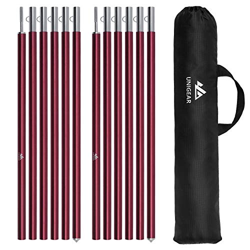 Unigear Telescopic Tent Pole Set of 2 Aluminium Pole for Tarp, Tent, Awning, Camping, Adjustable from 40 cm - 240 cm (red Old)