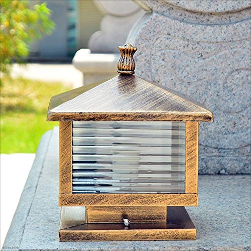 WPOLED E27 Square Column Lamp European Modern Outdoor Landscape Lighting Outdoor Waterproof Glass Garden Wall Courtyard Pillar Headlight Home Decoration