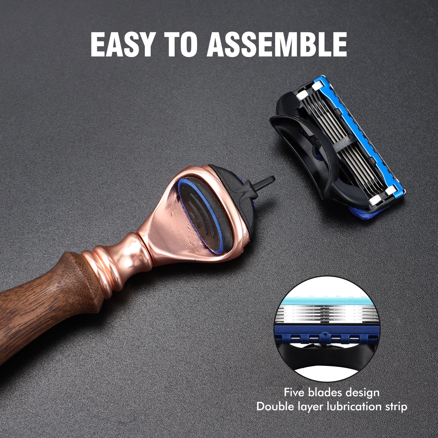 Wooden 5 Blades Razor Handle for Men & Women with 4 Refills - The Perfect Shave Companion