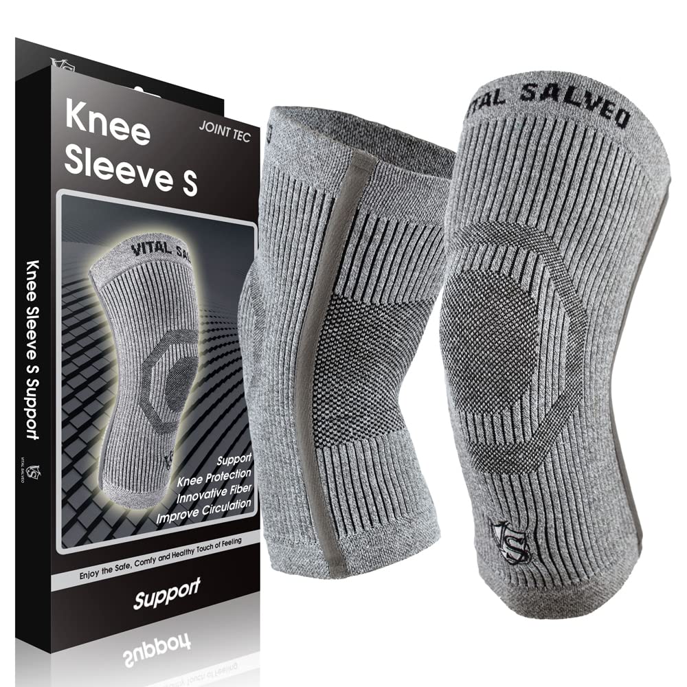 Vital Salveo-Compression Recovery Knee Sleeve/Brace S-Support, Pain Relief, Protects Joint - Ideal for Sports and Daily Wear-Dary Grey (1 Pair)-XXXL