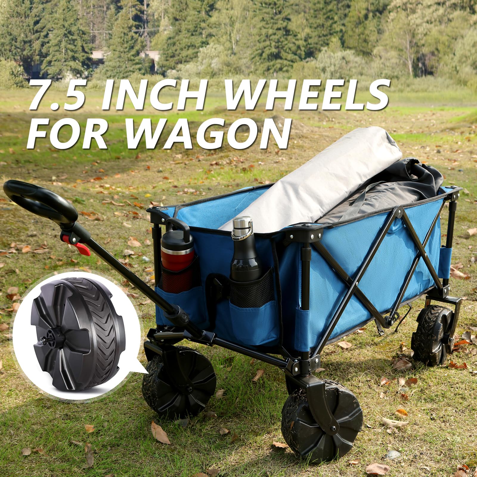 TIMBER RIDGE Replacement Wheel, Plastic Wheels with TPR Tread for Utility Wagon Cart, 7.5" Diameter X 3.4" Wide