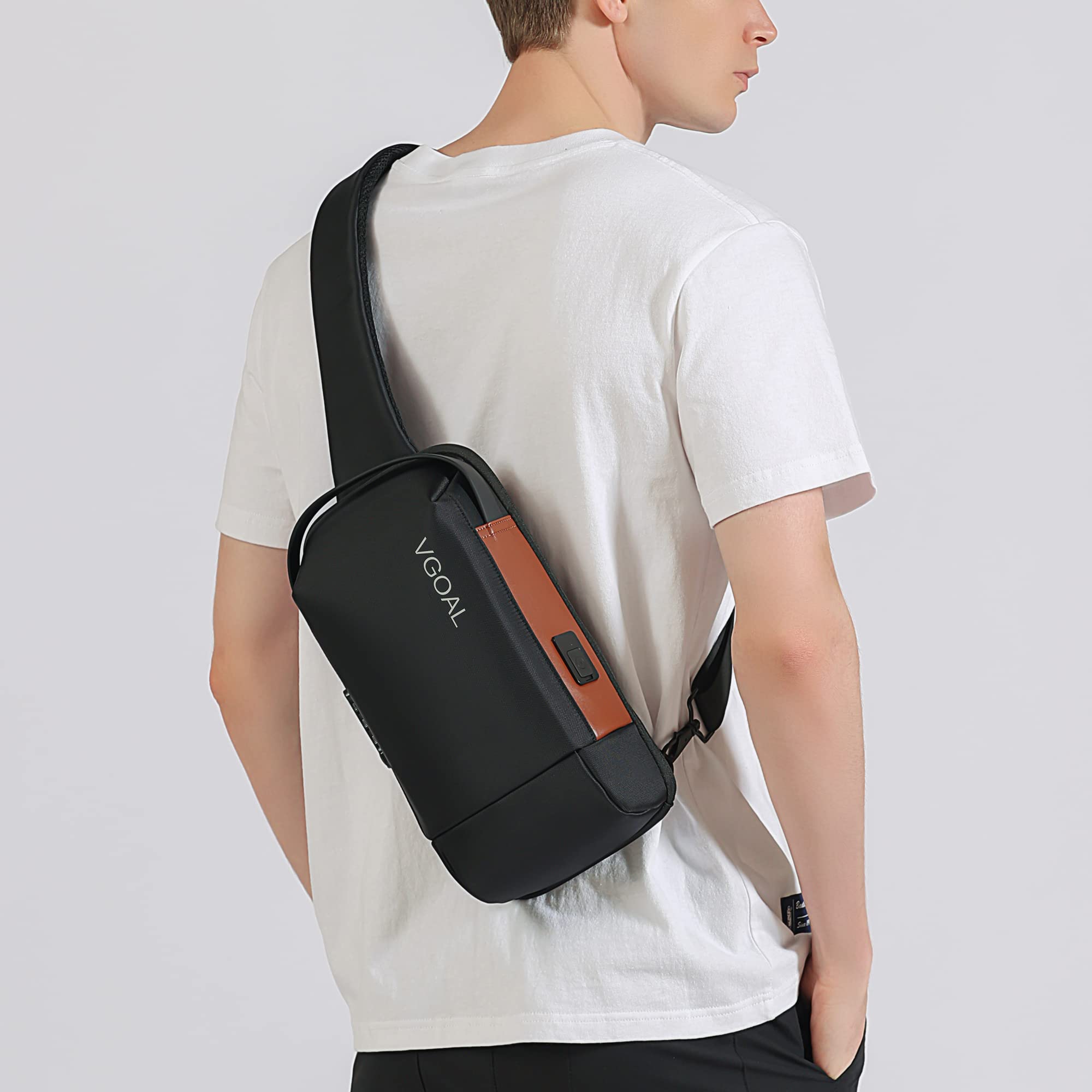 VGOAL Sling Backpack Men'S Chest Bag Shoulder Crossbody Sling Backpack with TSA Lock and USB Charging Port