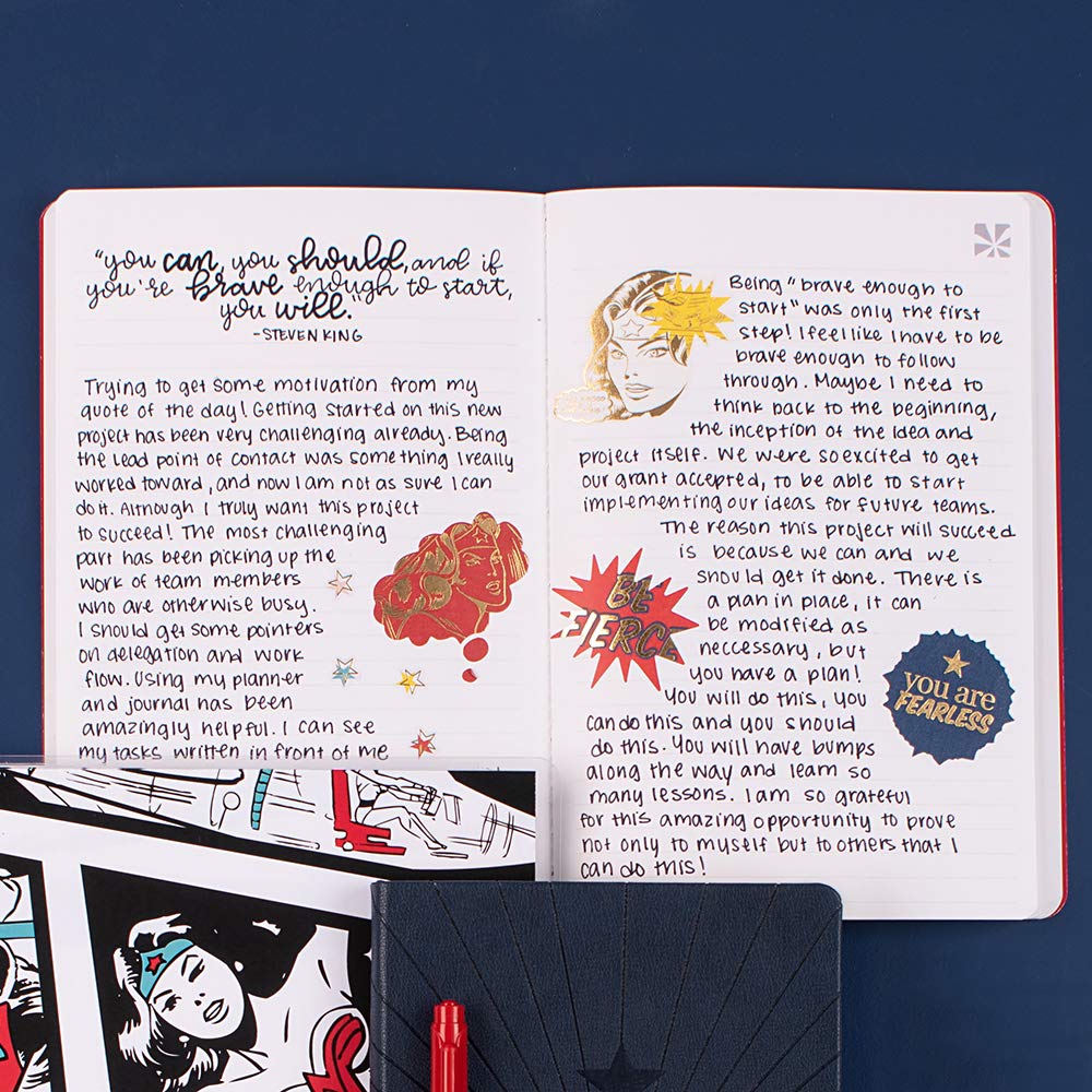 Wonder Woman x Erin Condren (College Ruled Layout) Lined Journal 5.75" x 8.25" - Be The Hero Cover. Great for Taking Notes, Creative Writing, Journaling, and More