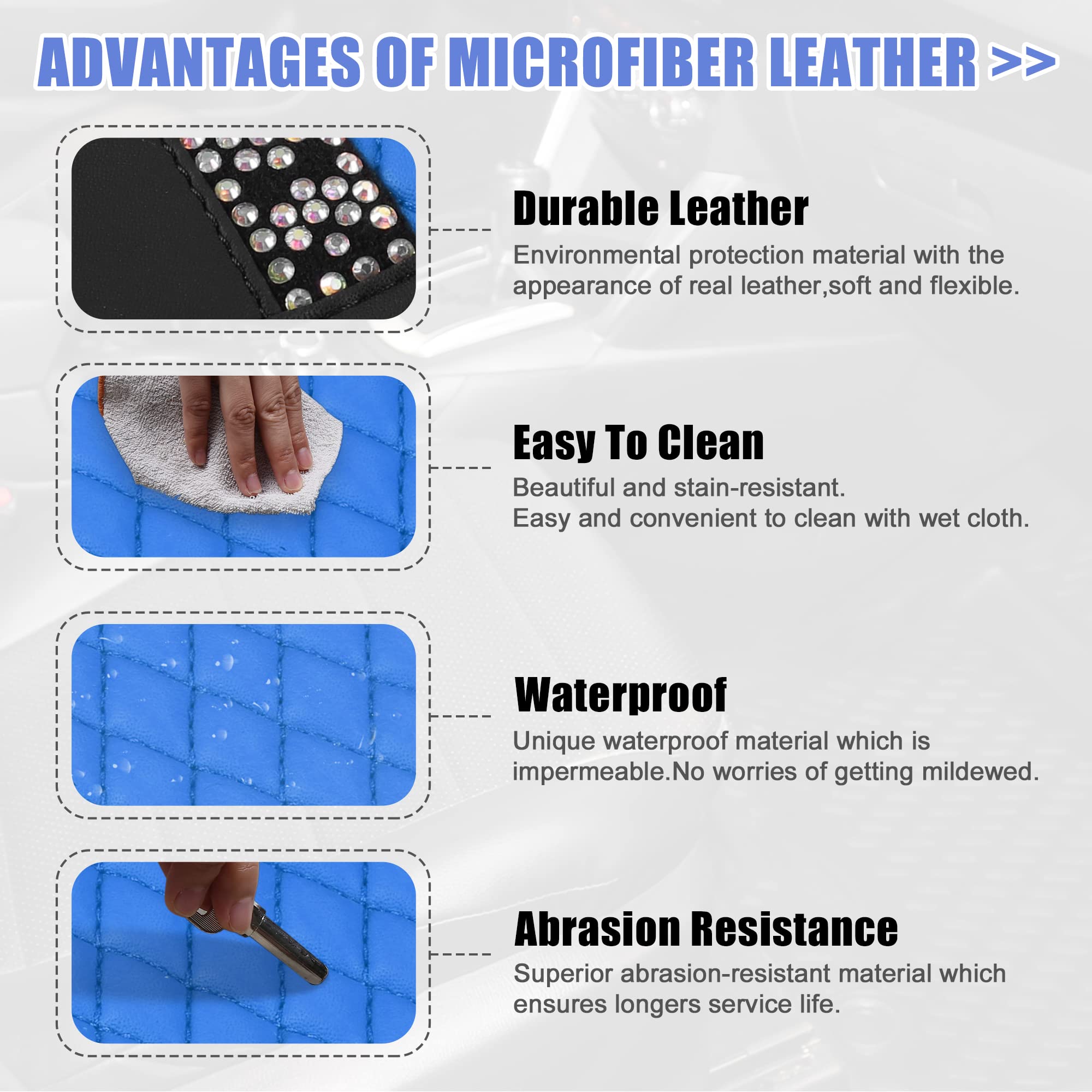 X AUTOHAUX Universal Car Center Console Lid Protector Car Armrest Cushion Waterproof PU Leather Armrest Seat Box Cover Pad for Vehicle Blue