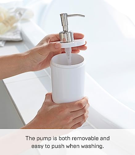 Yamazaki 2932 Tower Body Soap Dispenser Contemporary Bottle Pump for Shower, Round, White