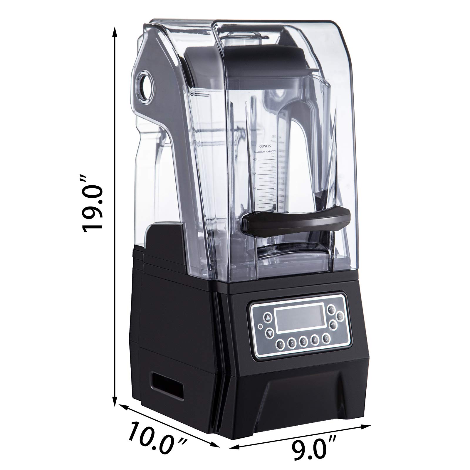 VEVOR 110V Commercial Smoothie Blenders 1.5L/50.7oz 1500W Countertop Silent Blender with Sound Shield, Quiet Blender Self-Cleaning, Includes Multifunctional 2-in-1 Wet Dry Blades, Black