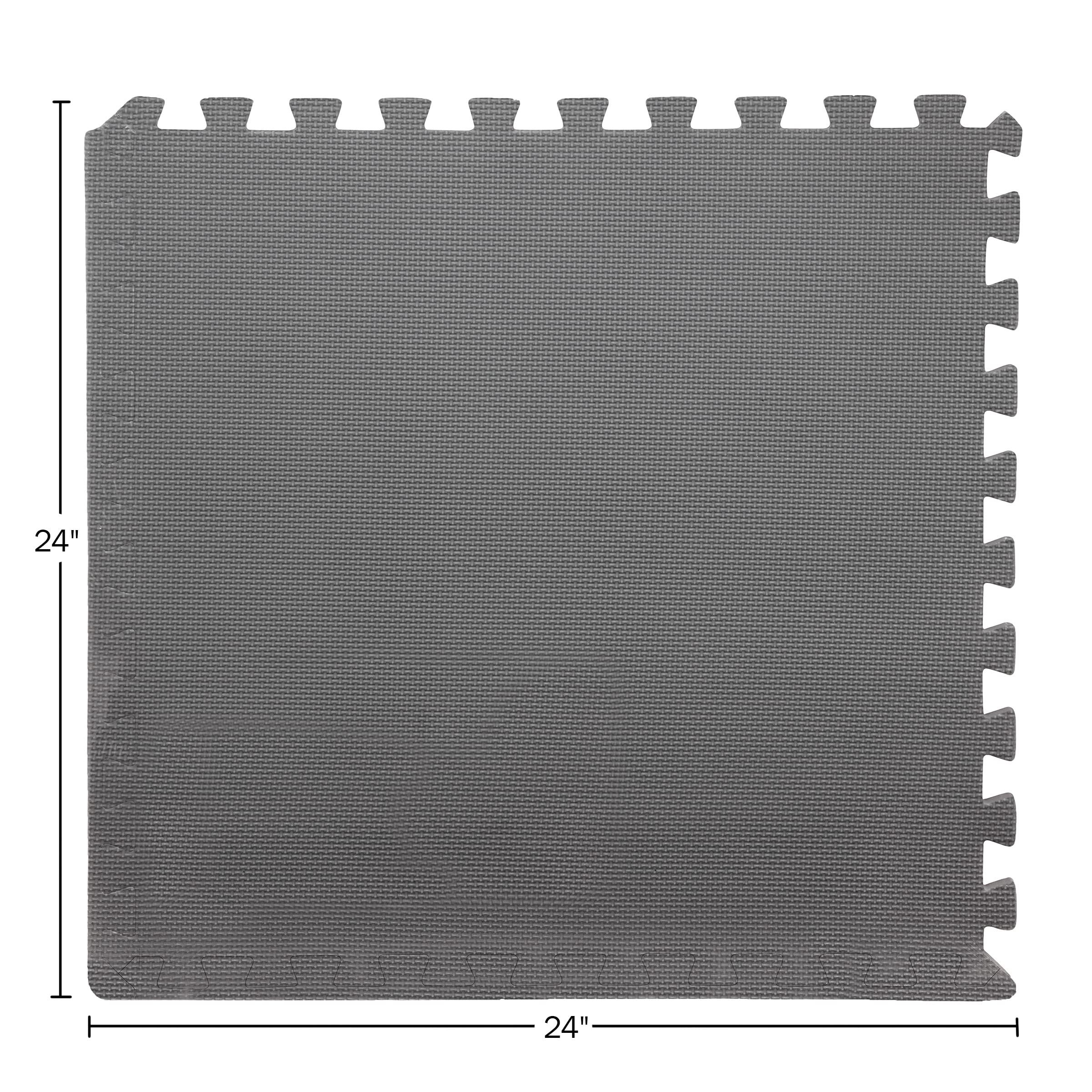 Stalwart Foam Mat Floor Tiles, Interlocking EVA Foam Padding Soft Flooring for Exercising, Yoga, Camping, Kids, Babies, Playroom β 6 Pack, Gray, 24" X 24" X 0.5"