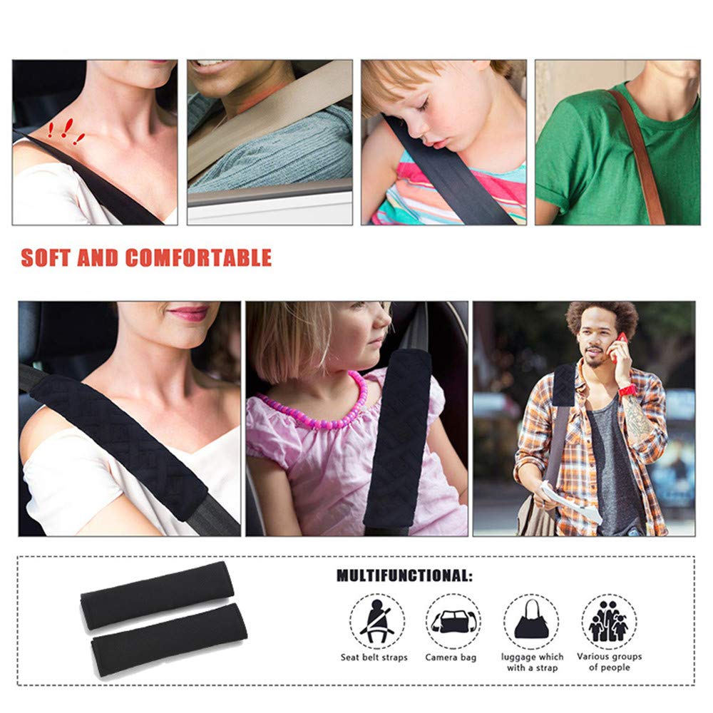 Universal Car Seat Belt Pads, 2 Pack Shoulder Strap Pad Cushion Cover Car Belt Protector Safety Belt Cover for Adults Children (Red)