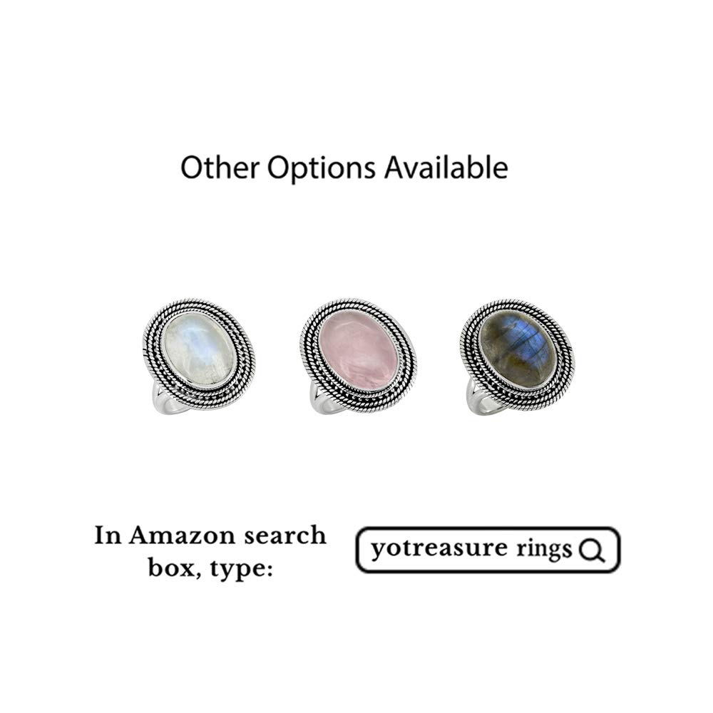 YoTreasure Moonstone Solid 925 Sterling Silver Ring