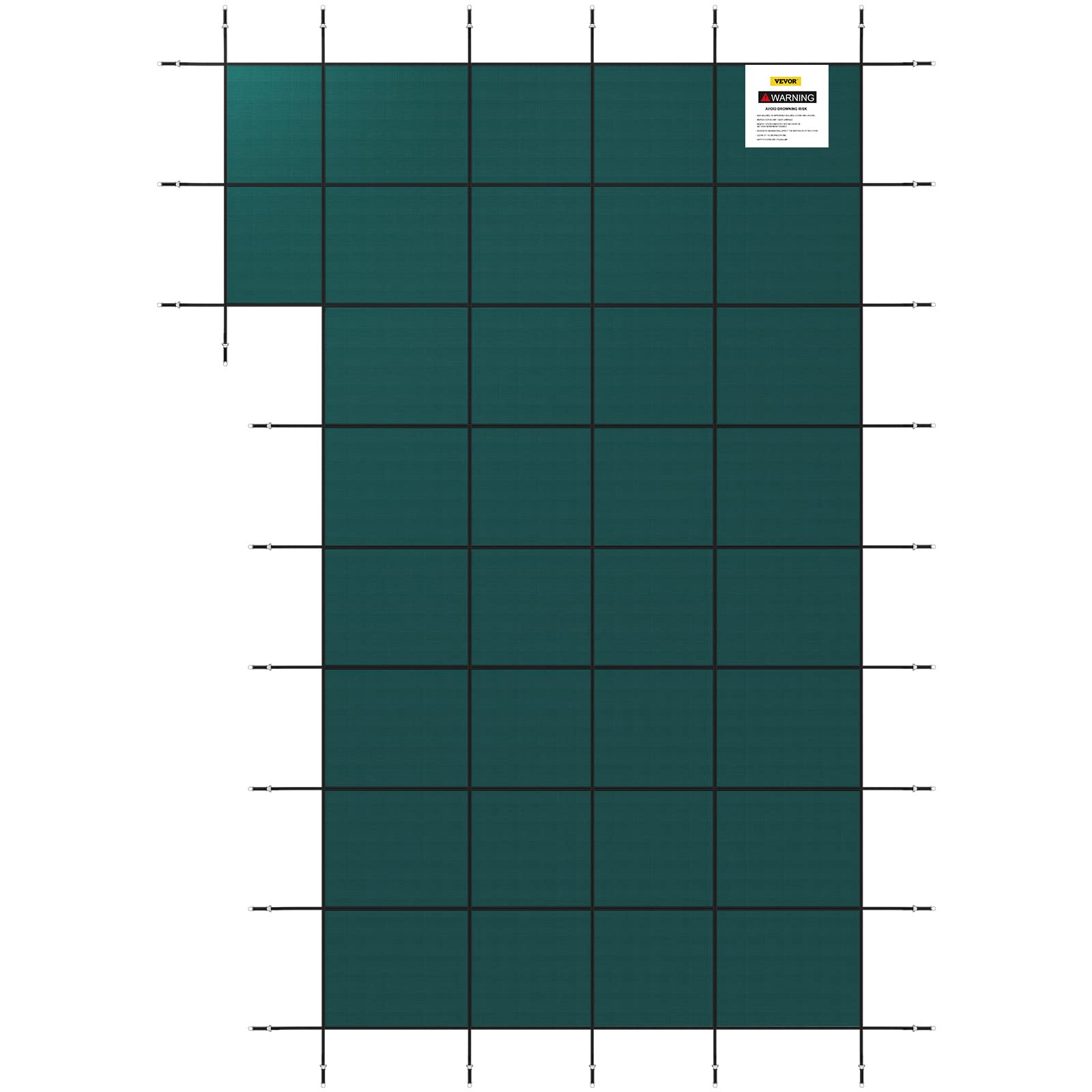 VEVOR Inground Pool Safety Cover, Fits 20 ft x 40 ft Rectangular Winter Pool Cover with Right Step, Triple Stitched, High Strength Mesh PP, Good Rain Permeability, Installation Hardware Included