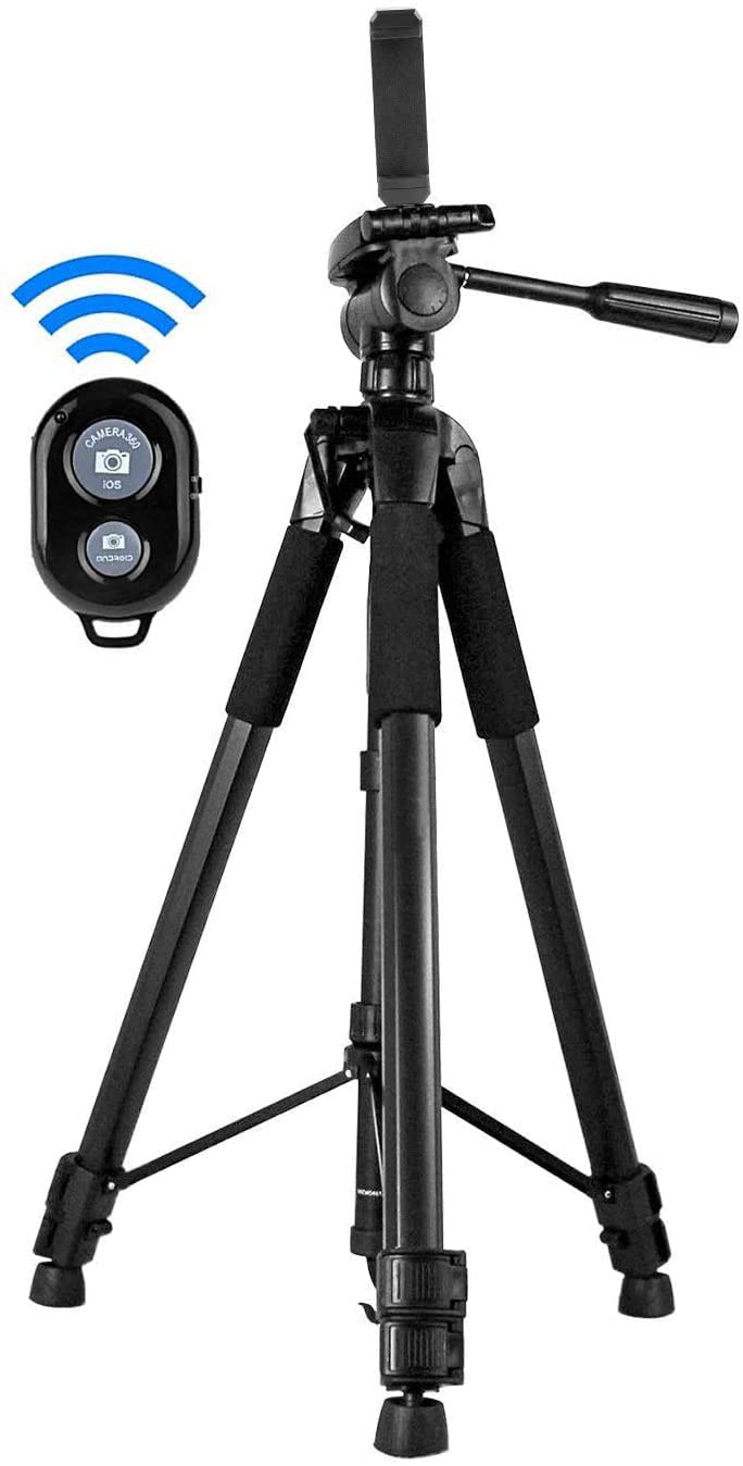 UltraPro 72" Inch Black Camera Tripod with Universal Smartphone Mount + Remote Control Compatible with iPhone/Android Cell Phone, Includes UltraPro Microfiber Cleaning Cloth