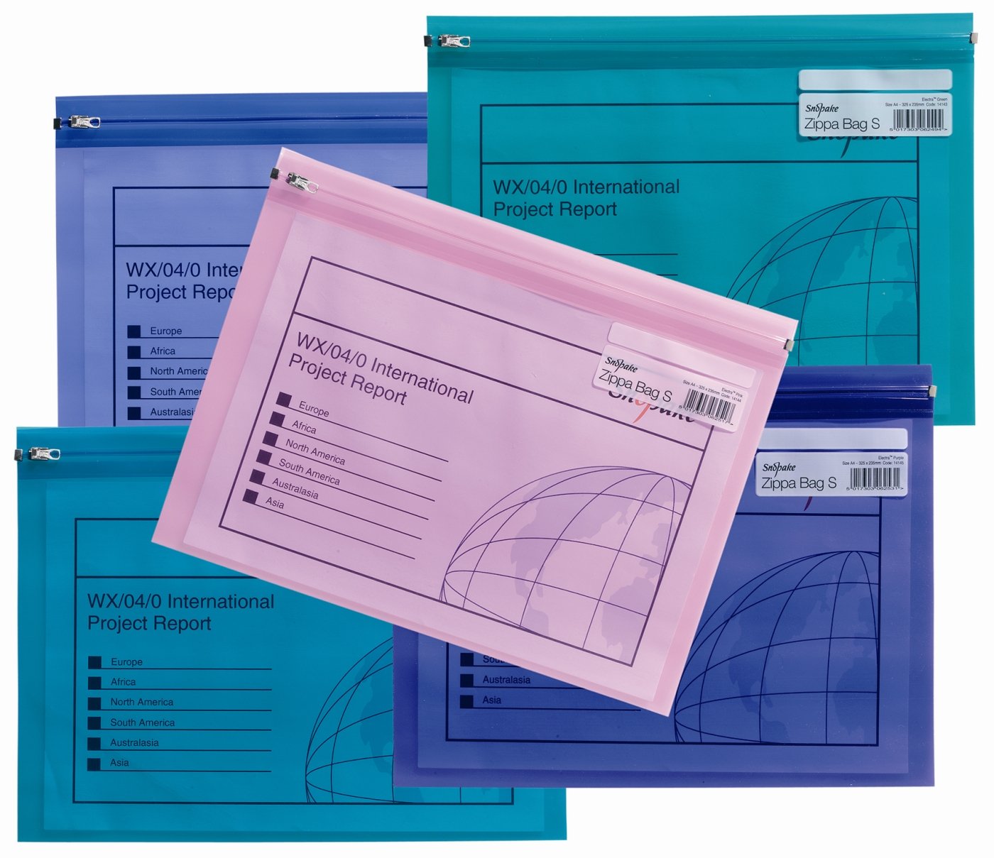 Snopake A5 255x190mm Electra Zippa Bag 'S' - Transparent/Assorted (Pack of 5)