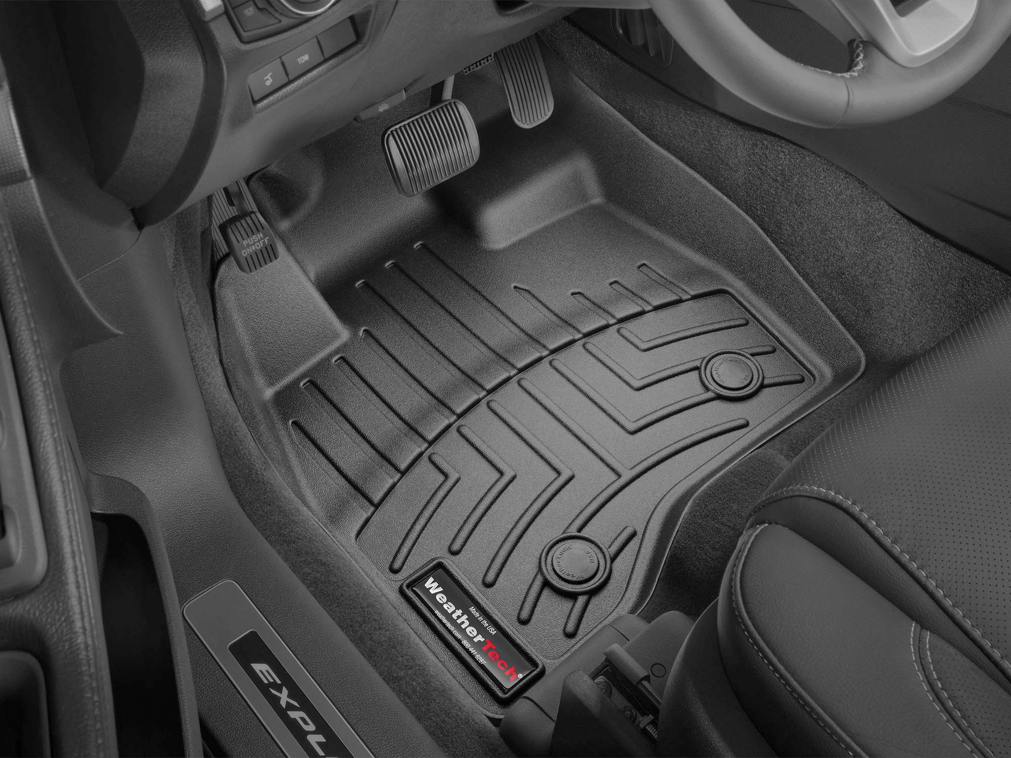 WeatherTech Custom Fit FloorLiners for Ford Explorer - 1st Row (449811), Black