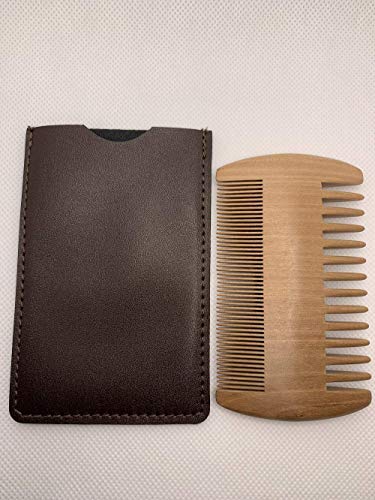 Wooden Beard Combs with Case,Dual Action Fine & Coarse Teeth for Hair and Men's Beard,Handmade Natural Wooden Comb by Alottery