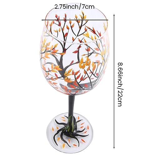 Zxsdjksd 2Pcs HOT-Autumn Tree Wine Glass - Fall Colors - Leaves of Red, Yellow, Orange - Hand Painted - Fall Leaf Easy to Use