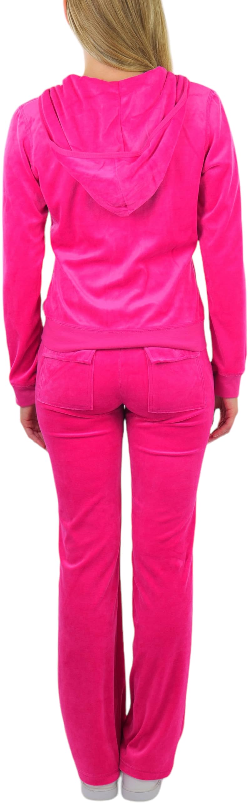 ToBeInStyle Women's Velour Tracksuit Jacket and Matching Pants - Fuchsia - 3X