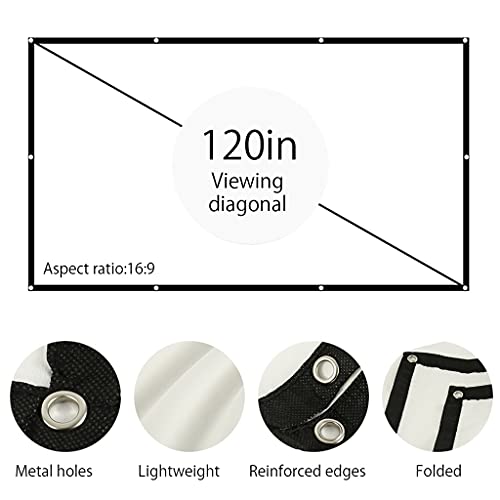 XINGTU 100/120 inch Projector Screen 16:9 White Dacron Diagonal Video Projection Screen Wall Mounted for Home Theater Movie (Size : 100 inch)